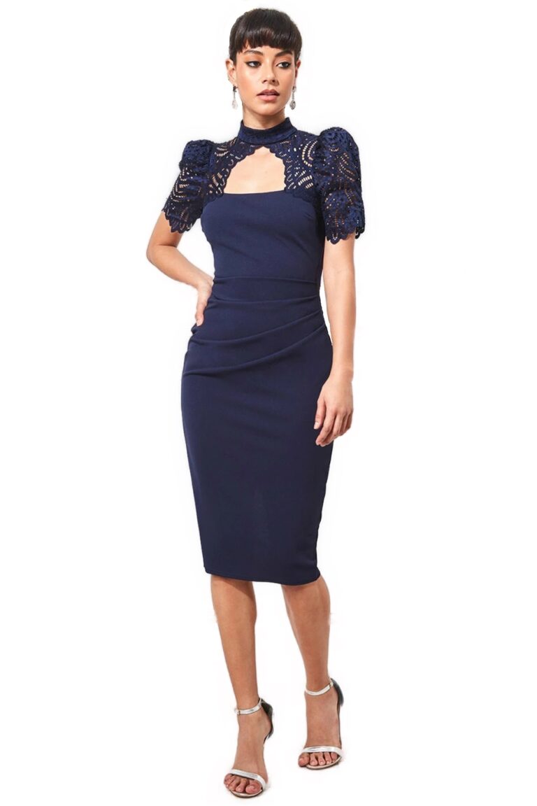 Elegantne midi tumesinine peokleit - Eeny BOUTIQUE